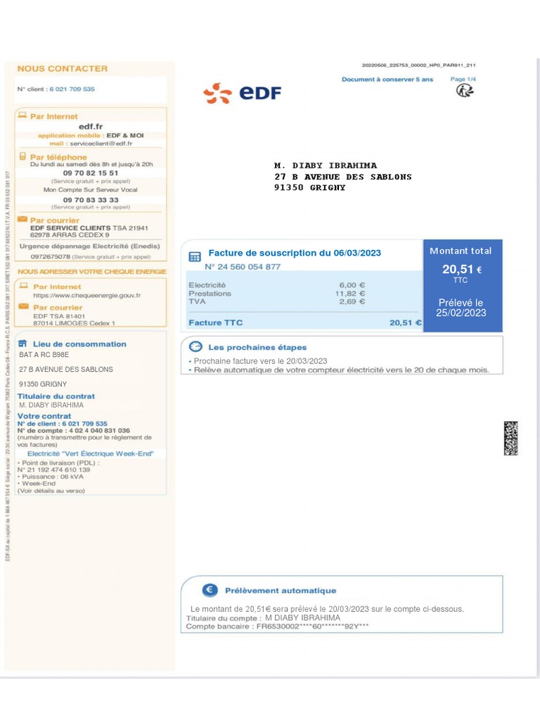 Facture Edf Diaby | PDF
