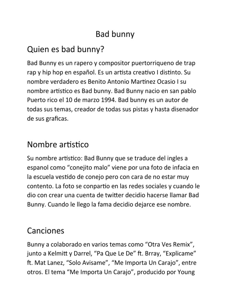 Bad Bunny: Biography and Career Highlights | PDF