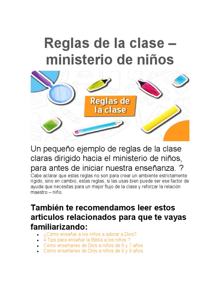 Reglas para Clases de Escuela Dominical | PDF