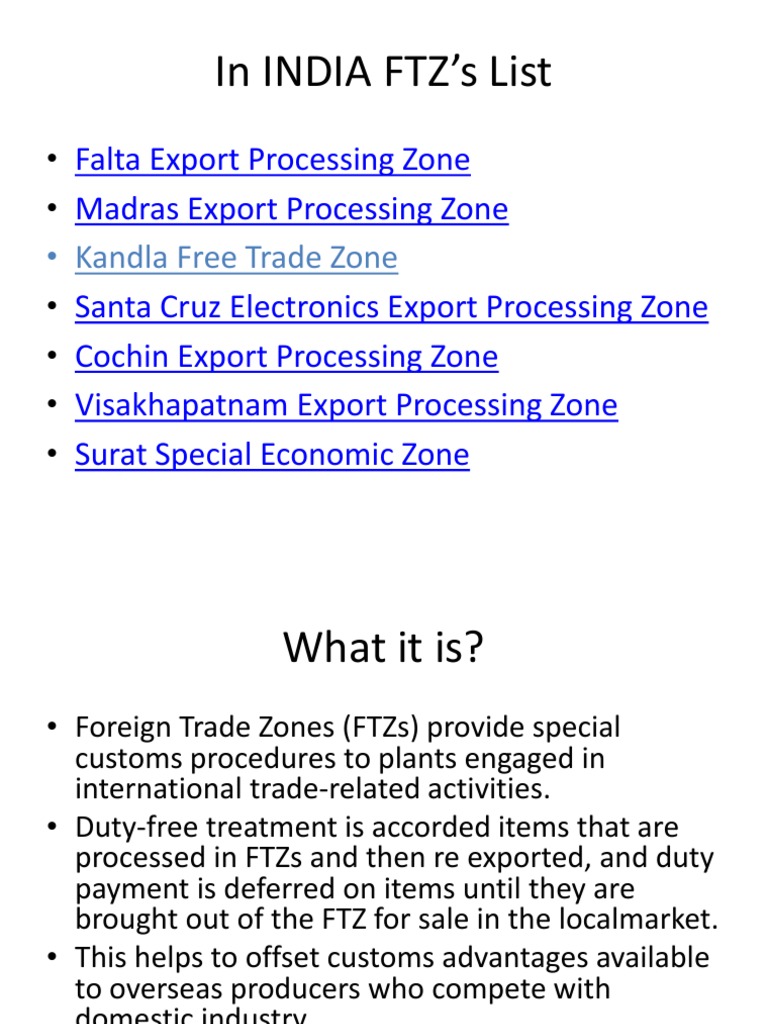 In INDIA FTZ's List | PDF | International Business | Trade