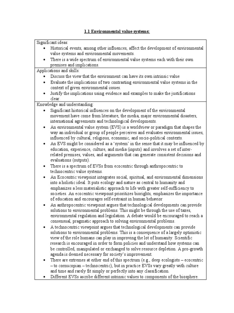 ESS Topic 1 Summary | PDF | Sustainability | Laws Of Thermodynamics