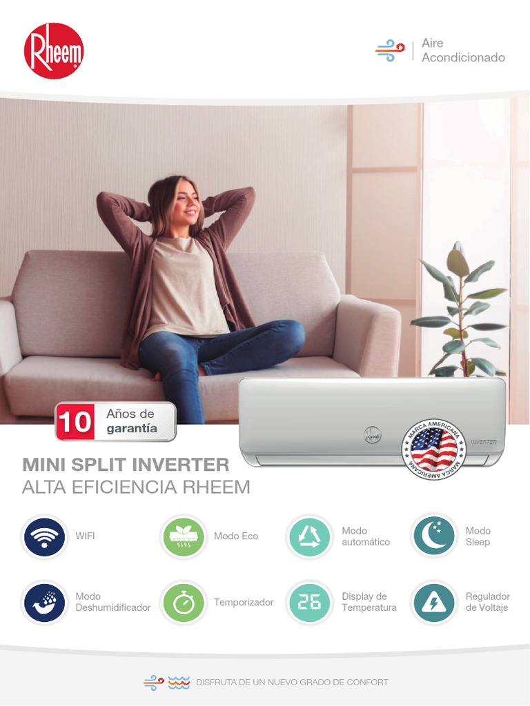 Mini Split Inverter Alta Eficiencia Rheem: Características y ...