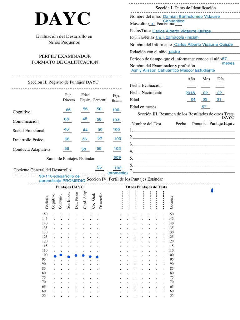 Evaluación DAYC en Niños Pequeños | PDF | Juguetes | Lingüística