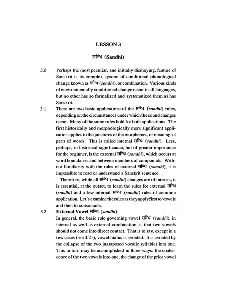 Sanskrit Sandhi Rules | PDF | Word | Sanskrit