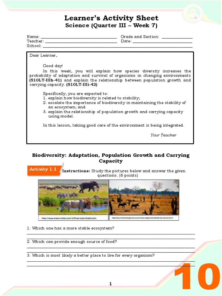 Learner's Activity Sheet: Science (Quarter III - Week 7) | PDF ...