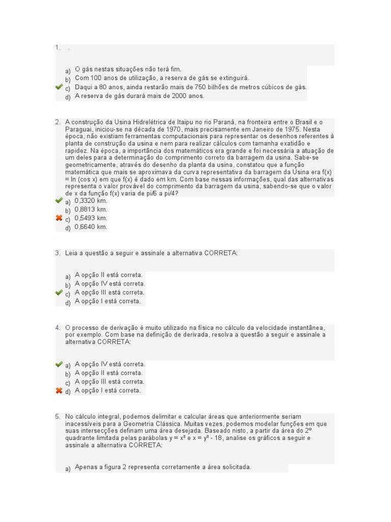 Prova Uniaaselvi Integral Objetiva AV3 | PDF | Cálculo | Derivado