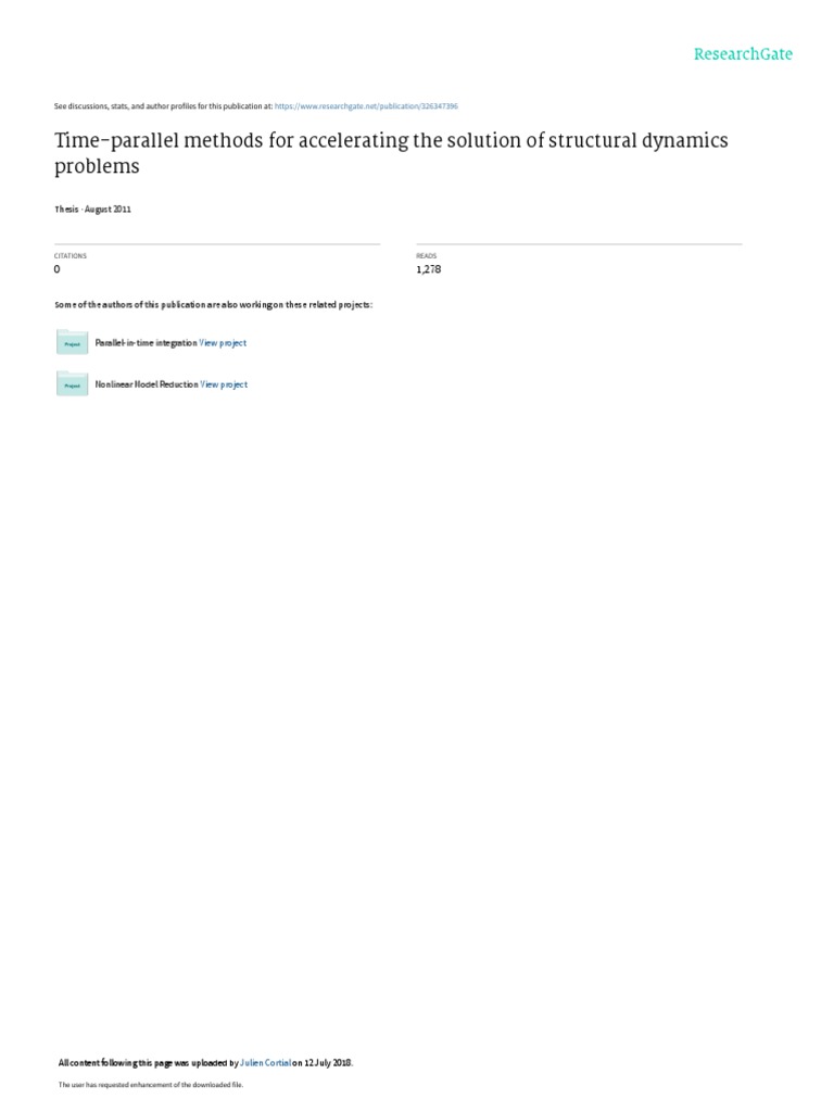 Time-Parallel Methods For Accelerating The Solution of Structural Dynamics Problems | PDF ...