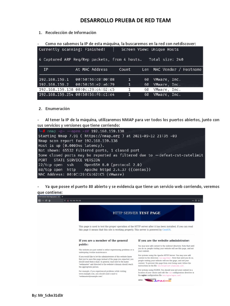 Desarrollo Prueba de Red Team: By: MR - Schn31d3r | PDF | Archivo de computadora | Bases de datos
