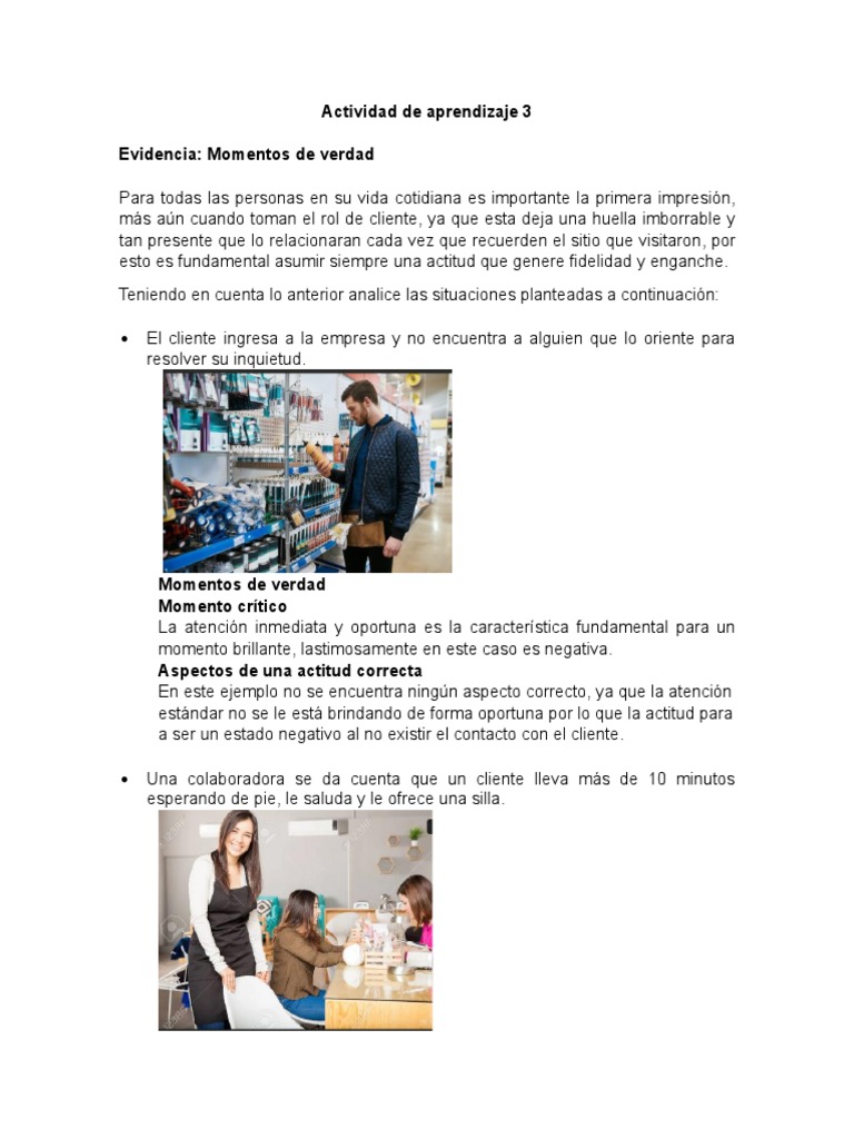 Evidencia - Momentos de Verdad | PDF | Verdad