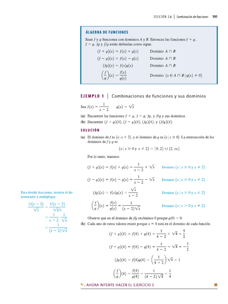 Algebra de Funciones y Composicion de Funciones - Matematicas - para - El - Calculo | PDF