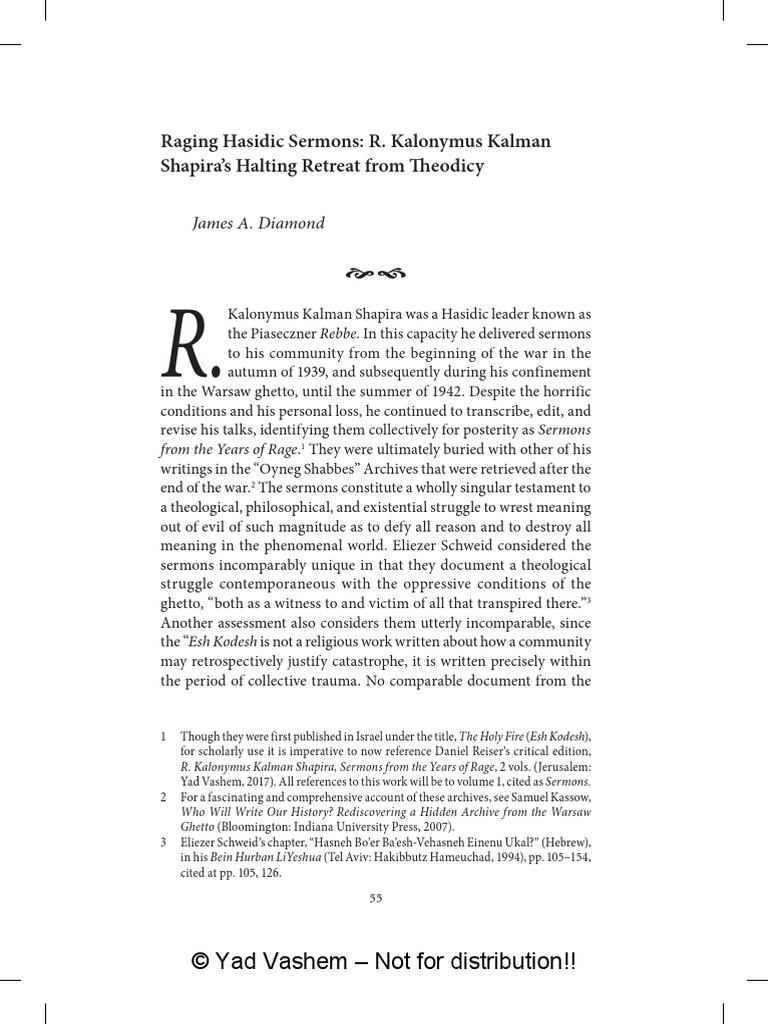 Raging Hasidic Sermons: R. Kalonymus Kalman Shapira's Halting Retreat ...