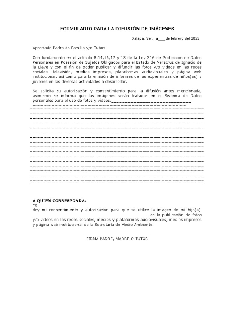 Formulario Autorizacion Fotos Niños-1 | PDF
