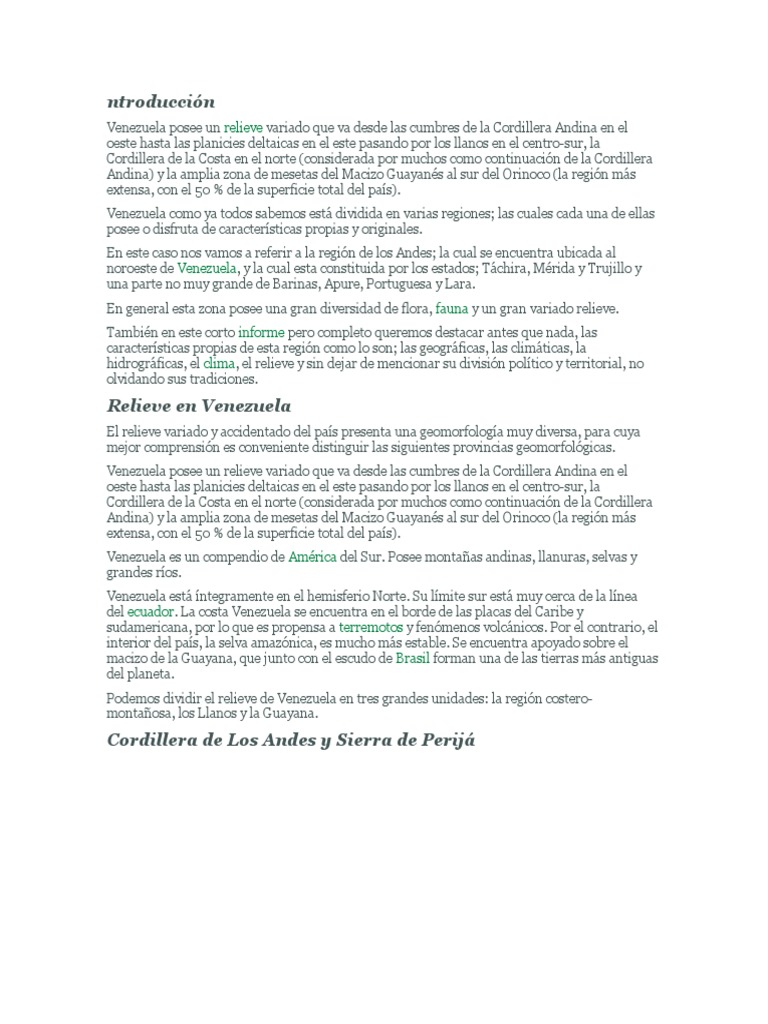 Relieve de Venezuela Regiones | PDF | Ciencias de la Tierra | Geografía ...