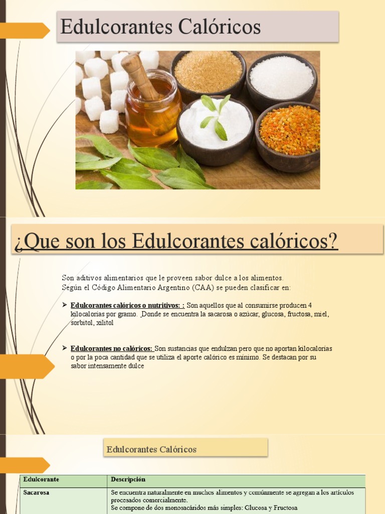 Edulcorantes Calóricos: Definición y Uso | PDF | Salud y bienestar
