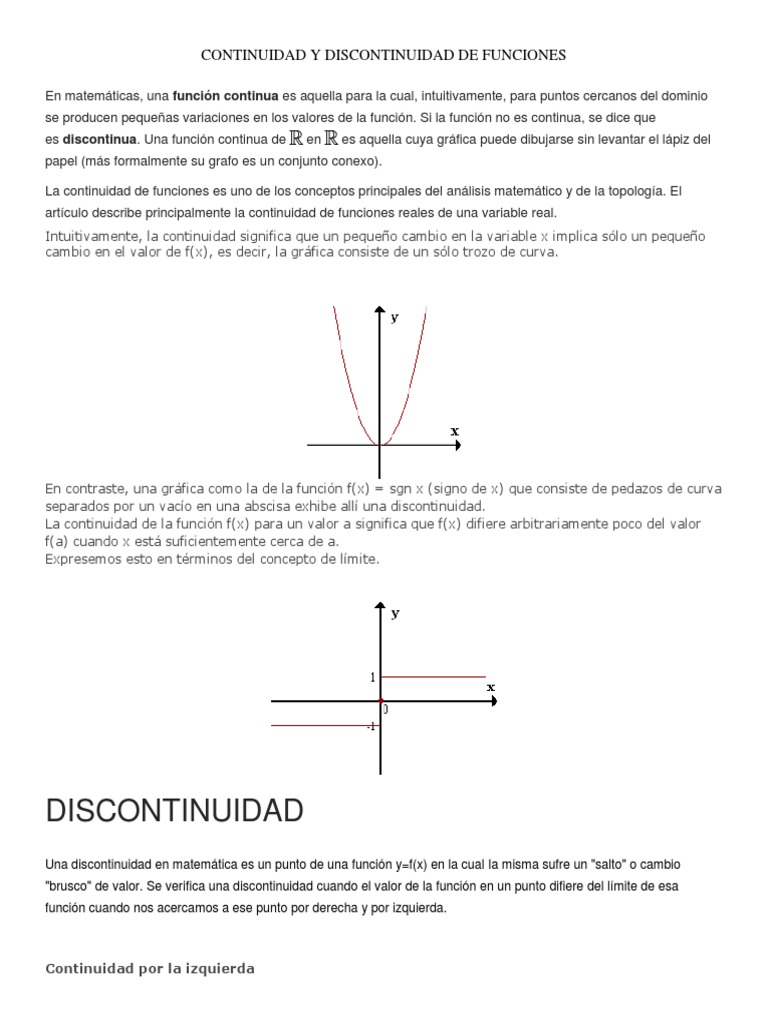 CONTINUIDAD y DISCONTINUIDAD - DOC - 2 | PDF | Función continua | Relaciones matematicas