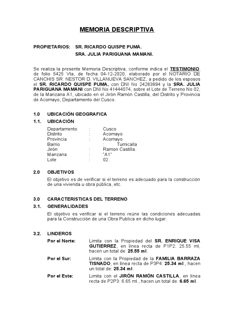 Memoria Descriptiva | PDF | edificio | Construyendo tecnología