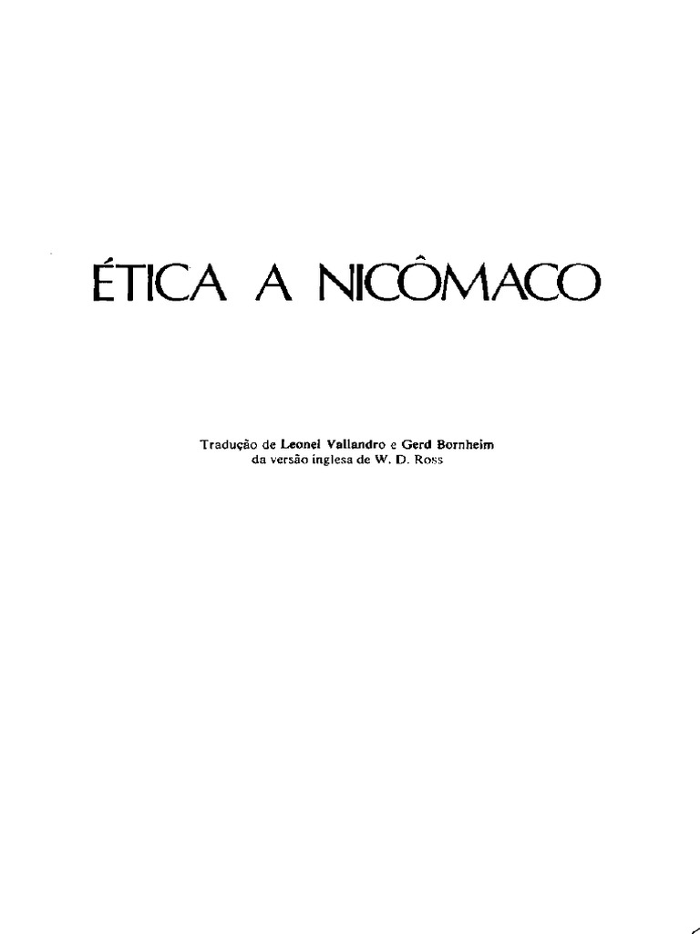 Aristoteles, Etica A Nicomaco - Os Pensadores | PDF
