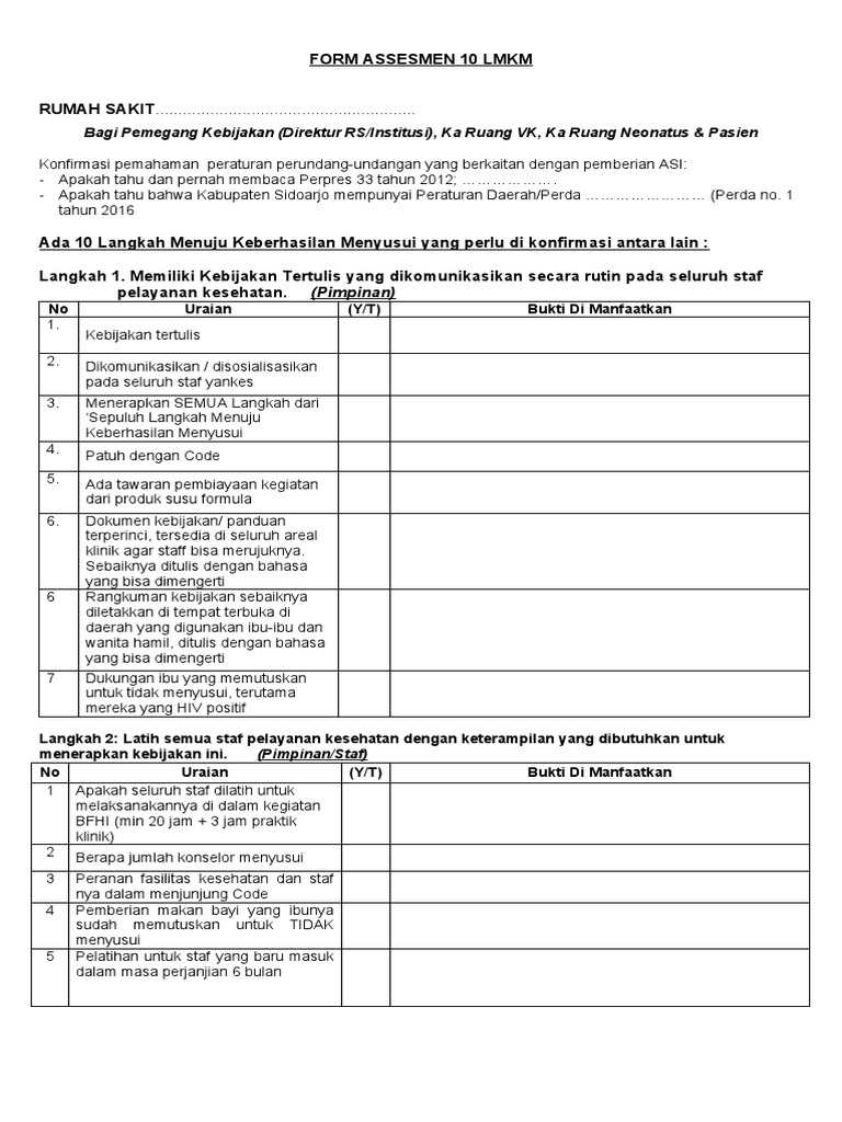 Form Assesmen 10 LMKM | PDF