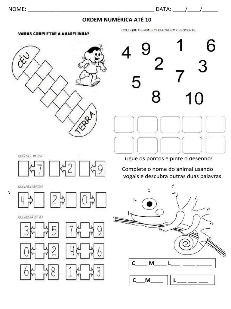 ORDEM NUMÉRICA ATÉ 10. | PDF