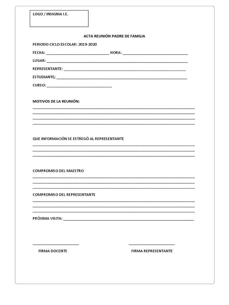 Modelo 3 Acta de Reuniones de Aula Padres de Familia | PDF