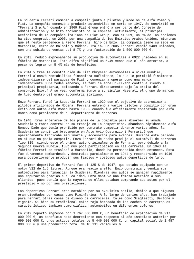 The Entire Ferrari History | PDF | Ferrari | Vehículos terrestres