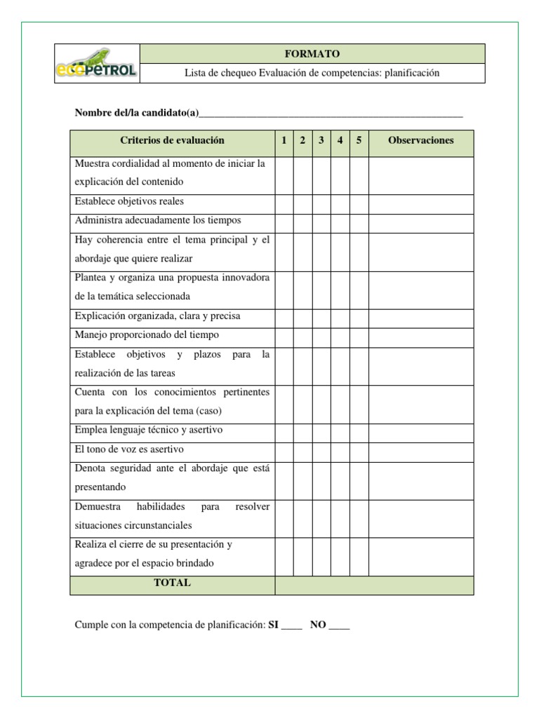 Lista de Chequeo | PDF