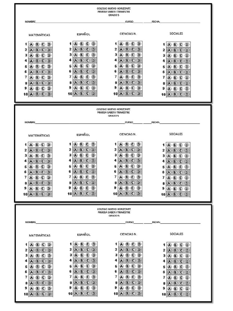 HOJA DE RESPUESTAS (1) | PDF