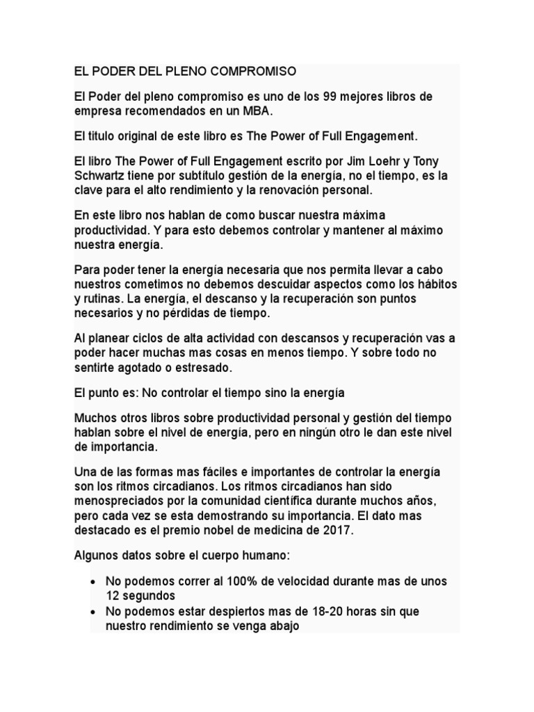 El Poder del Pleno Compromiso | PDF | Motivación | Motivacional