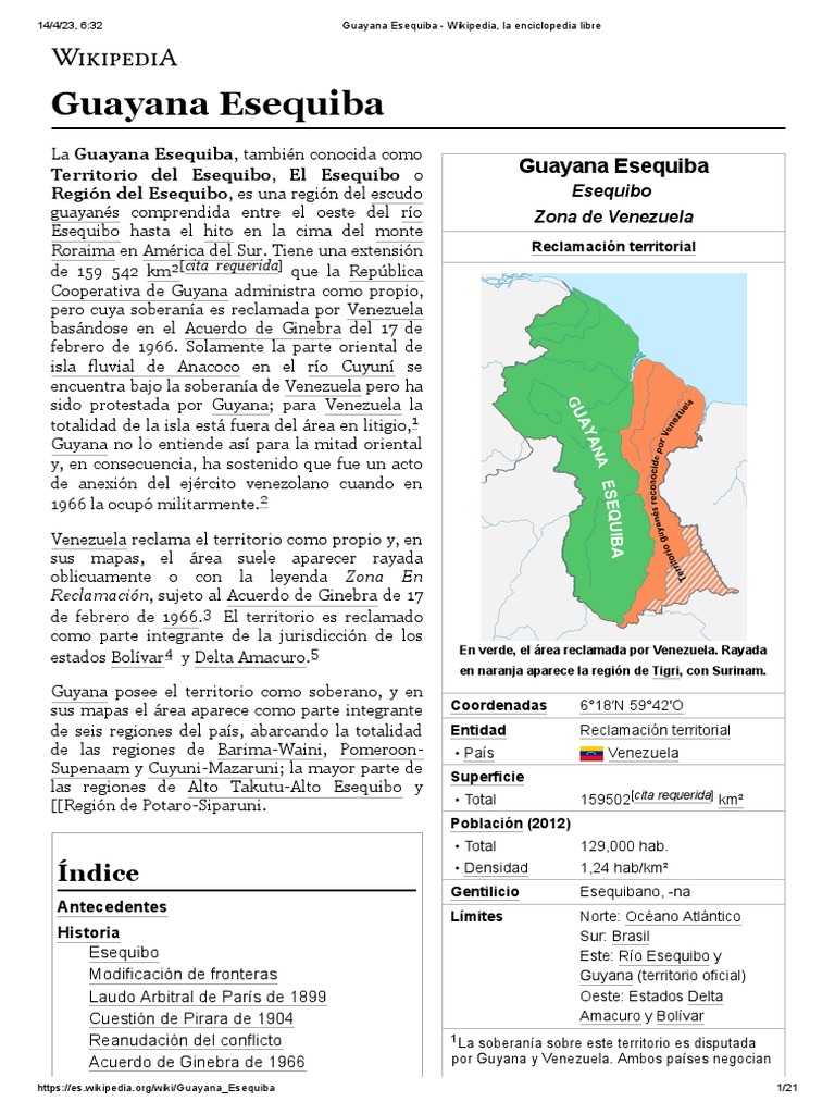Guayana Esequiba - Wikipedia, La Enciclopedia Libre | PDF | Venezuela ...