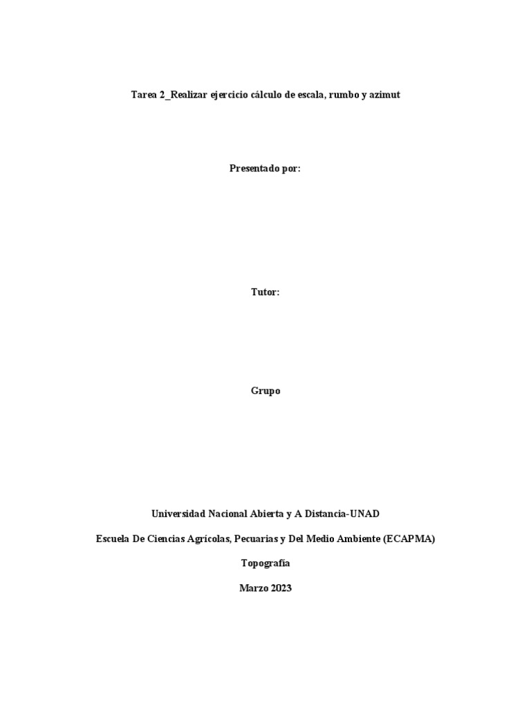 TAREA 2 Ejercicio de Cálculo de Ángulos, Rumbo y Azimut | PDF