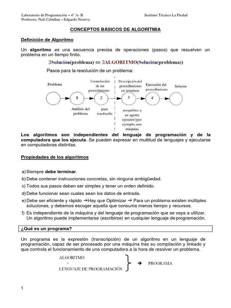 Conceptos de Algoritmos y Programas | PDF