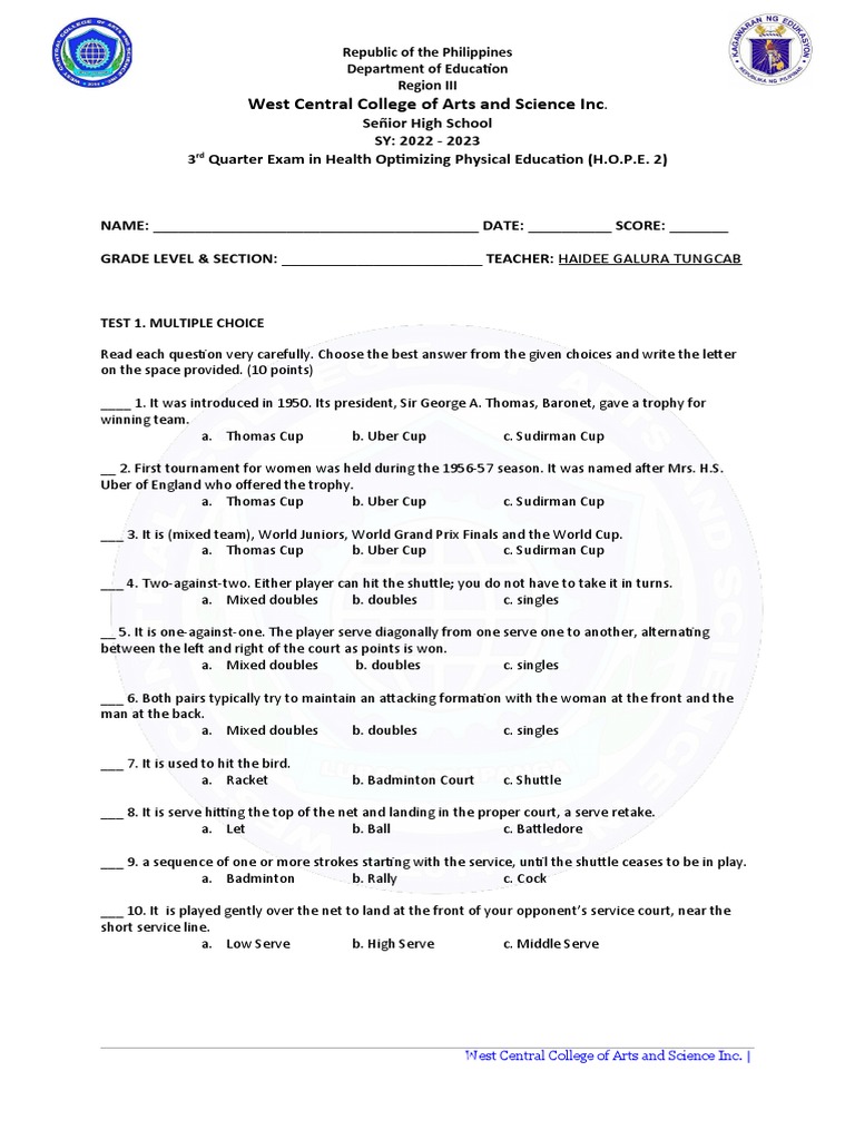 Analyzing the Benefits of Team Sports: An Exam on Badminton Rules ...