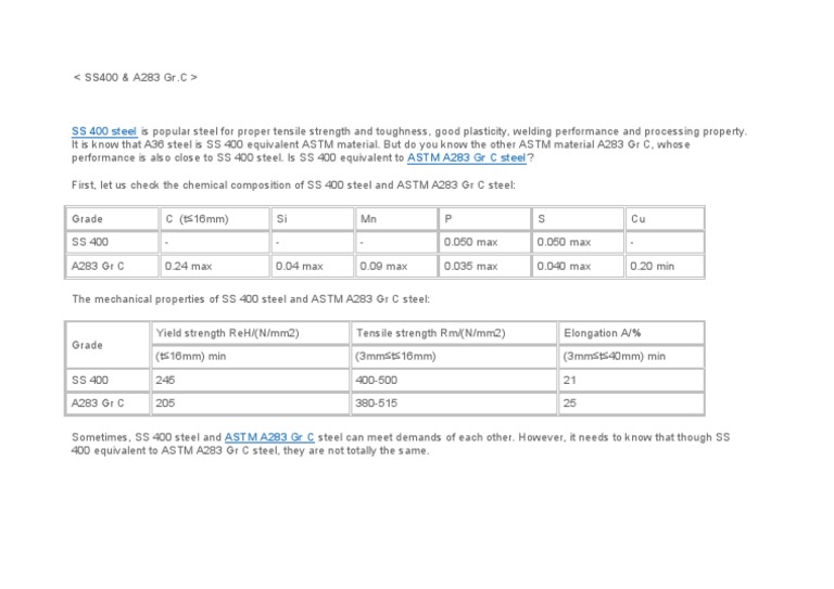 SS400과 283 grade C비교 | PDF | Science & Mathematics