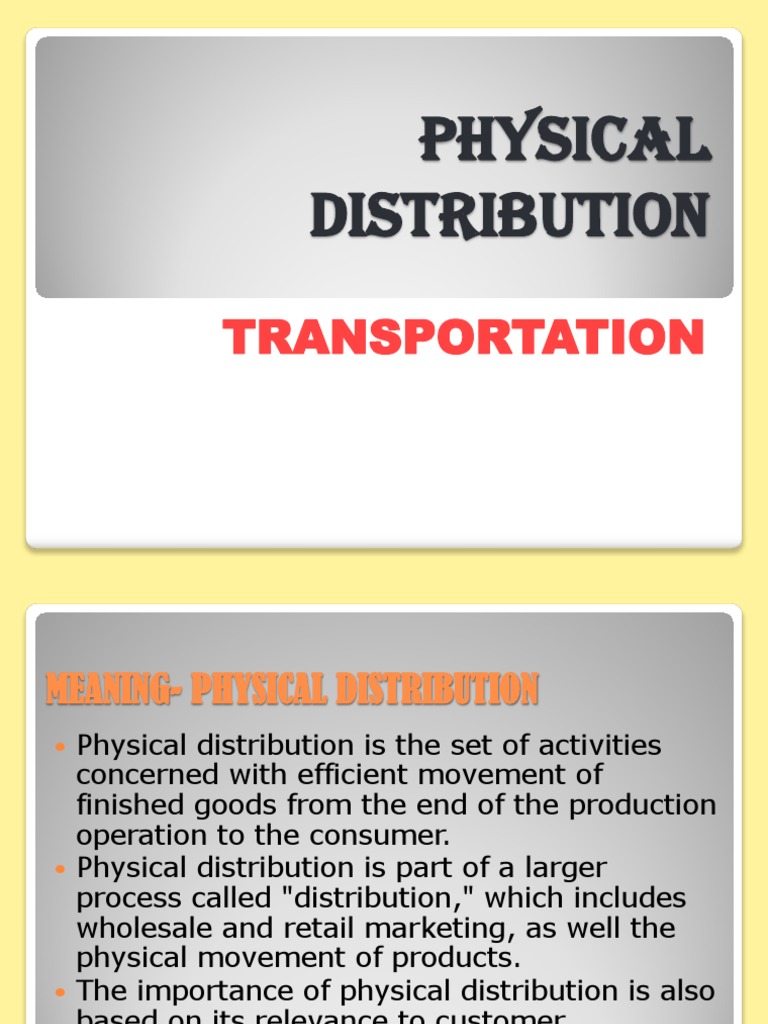 Physical Distribution | PDF | Rail Transport | Transport