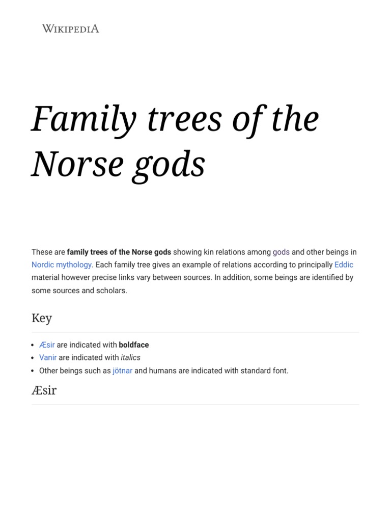 Family Trees of The Norse Gods: Nordic Mythology Eddic | Download Free ...