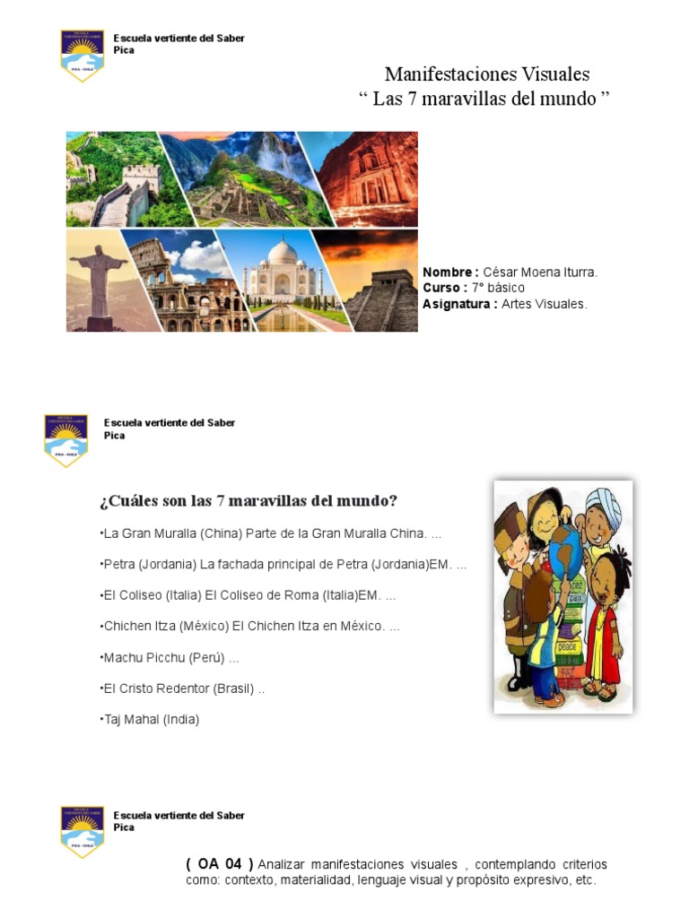 Manifestaciones Visuales " Las 7 Maravillas Del Mundo ": Escuela ...