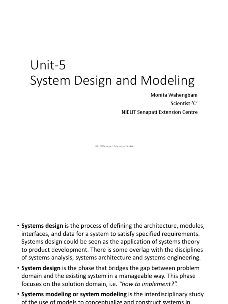 System Design and Modeling Overview | PDF | System | Information ...