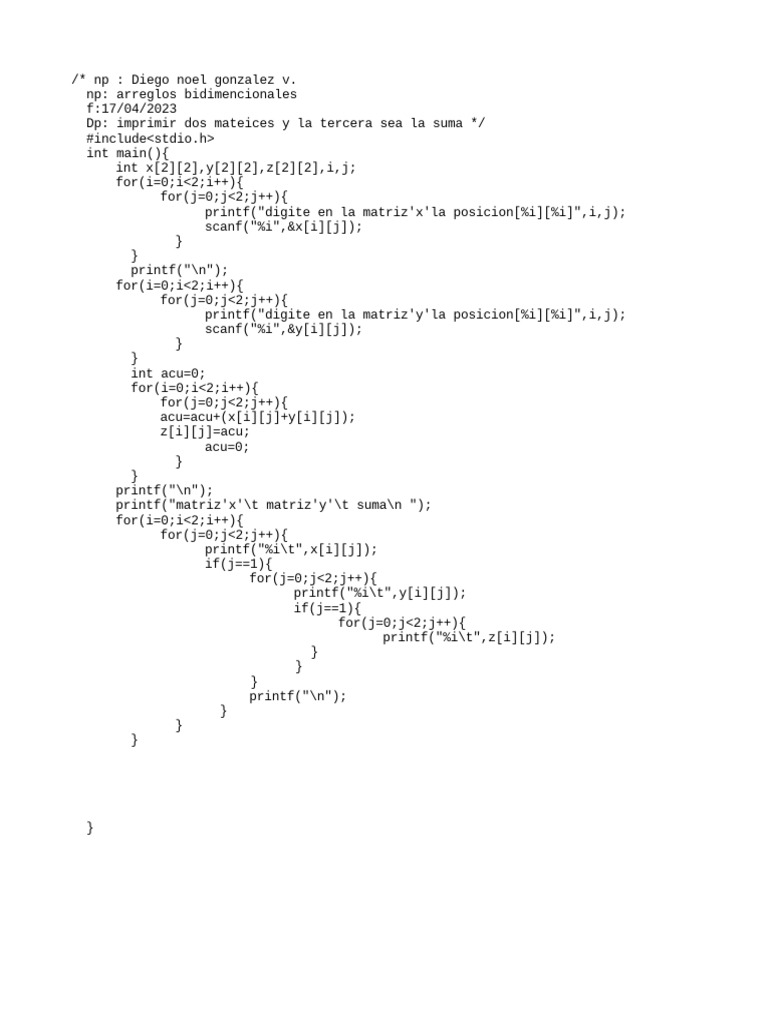 Suma de Matrices | PDF