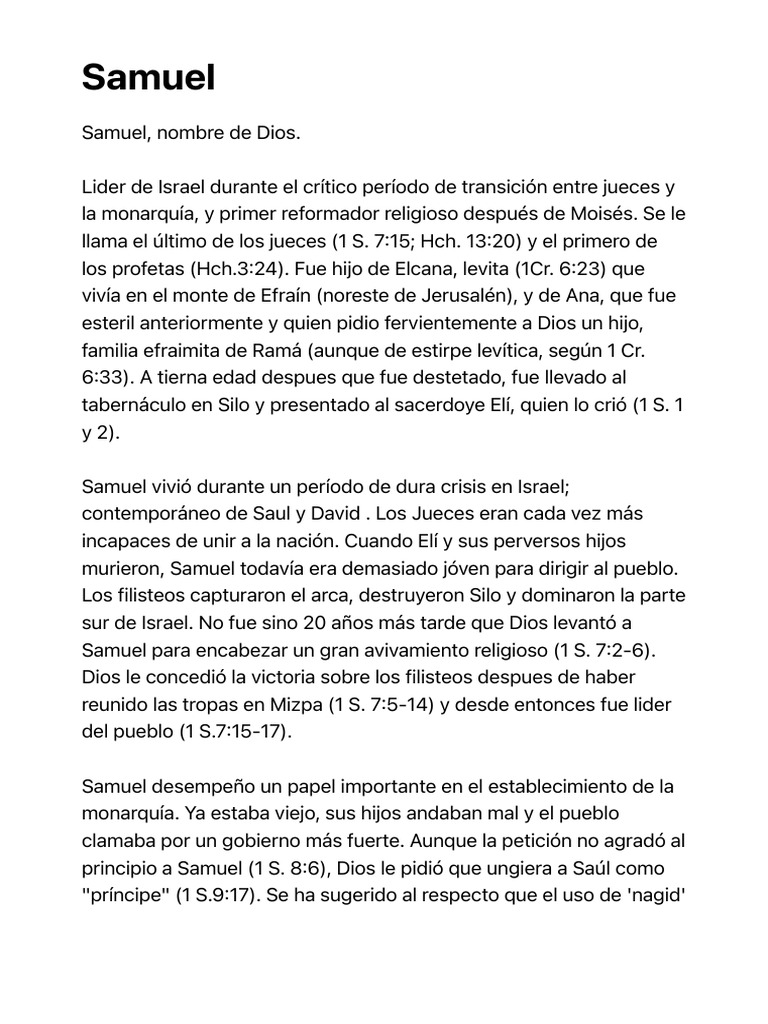 Biografía Bíblica - Samuel | PDF | Samuel | Profeta