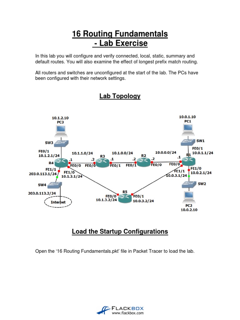 16 Routing Fundamentals - Lab Exercise | PDF | Router (Computing) | Ip Address