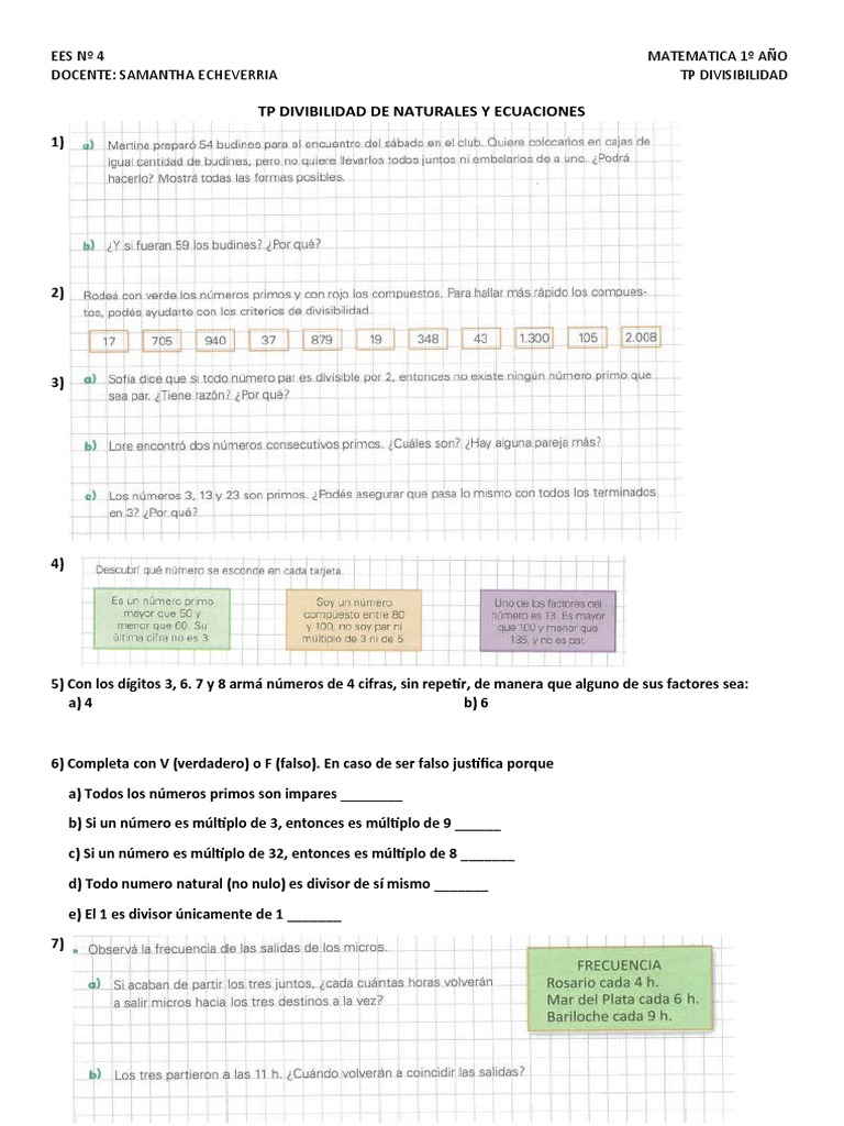 TP Divibilidad de Naturales | PDF