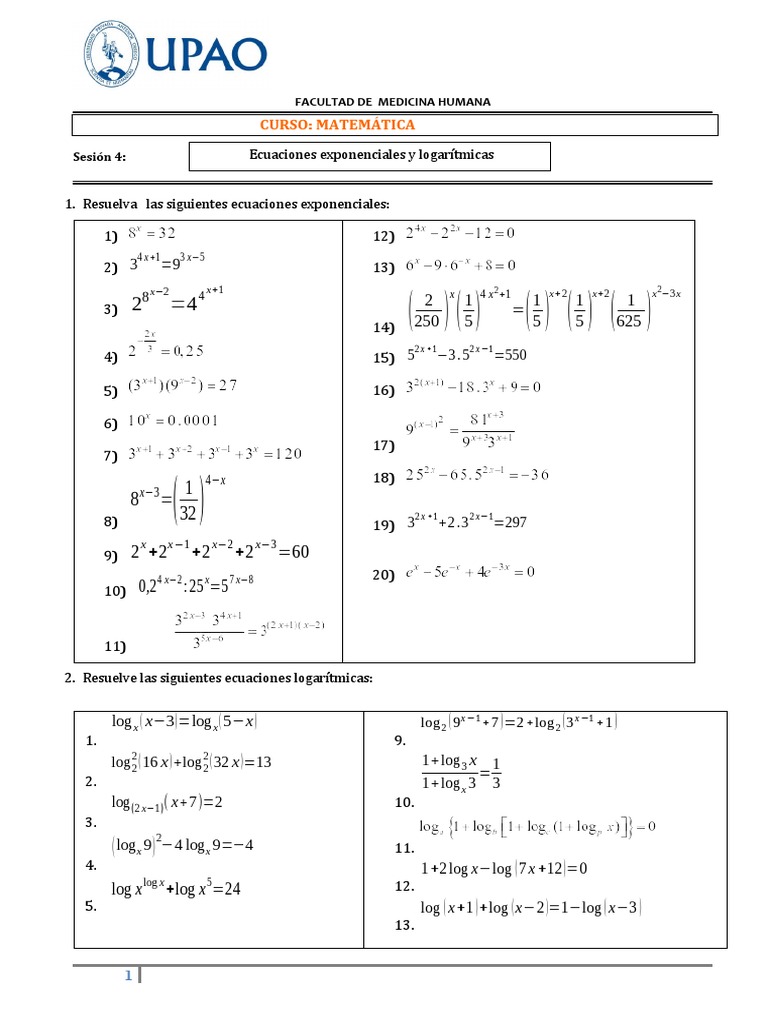 Ecuaciones Exp y Log | PDF