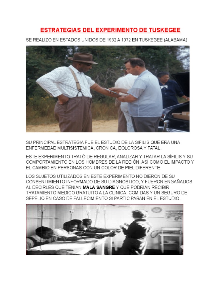 El controvertido experimento de Tuskegee sobre la sífilis: estrategias ...