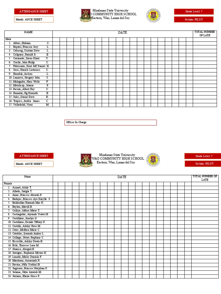 Msu Attendance Sheet Inc | PDF | Travel