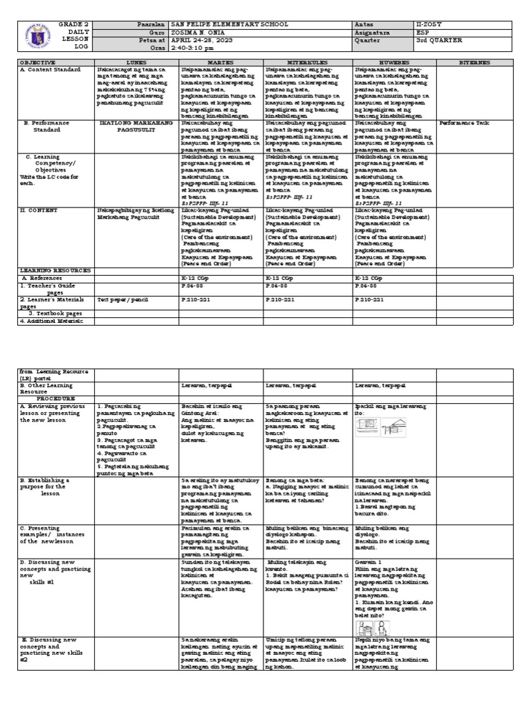 ESP 2 Q3 Week 10 | PDF