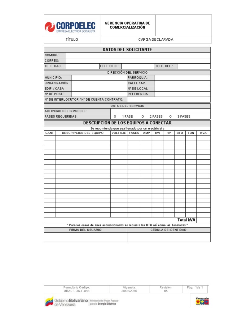 Formulario Carga Declarada-05 SP | PDF