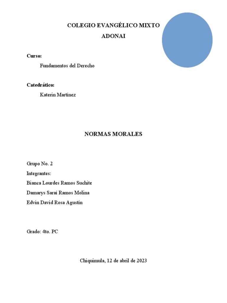 Normas Morales Pdf Moralidad Comportamiento