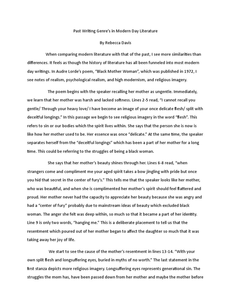 Analysis of Audre Lorde's "Black Mother Woman" | PDF | Love | Jesus