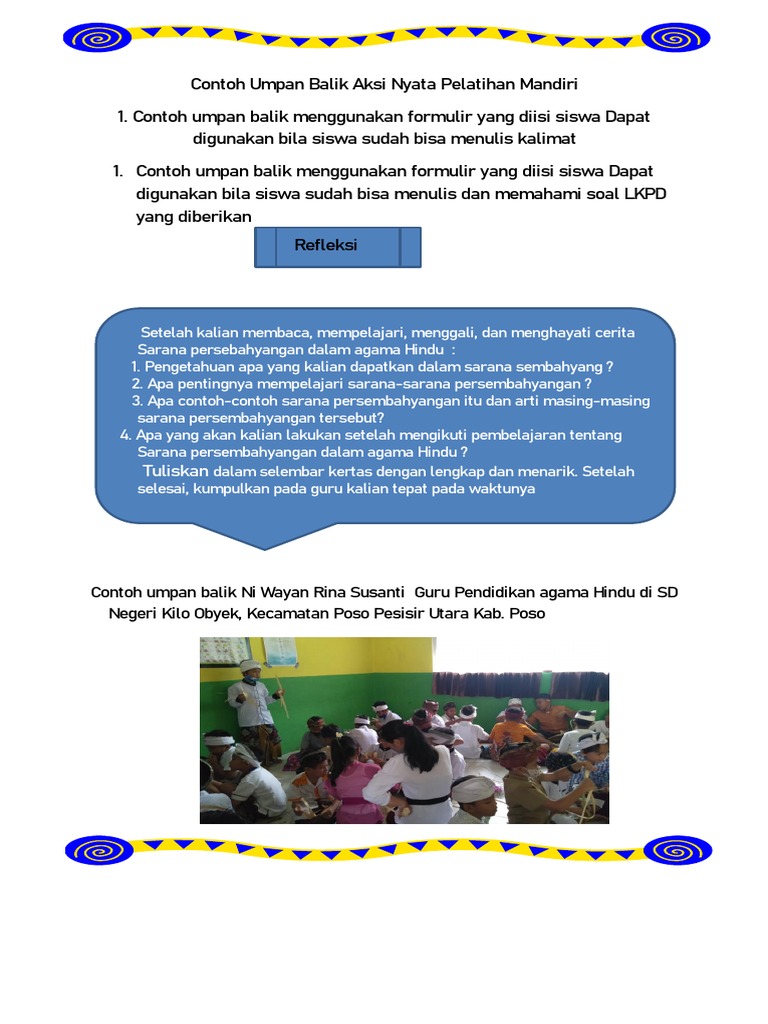 Contoh Umpan Balik Aksi Nyata Pelatihan Mandiri | PDF