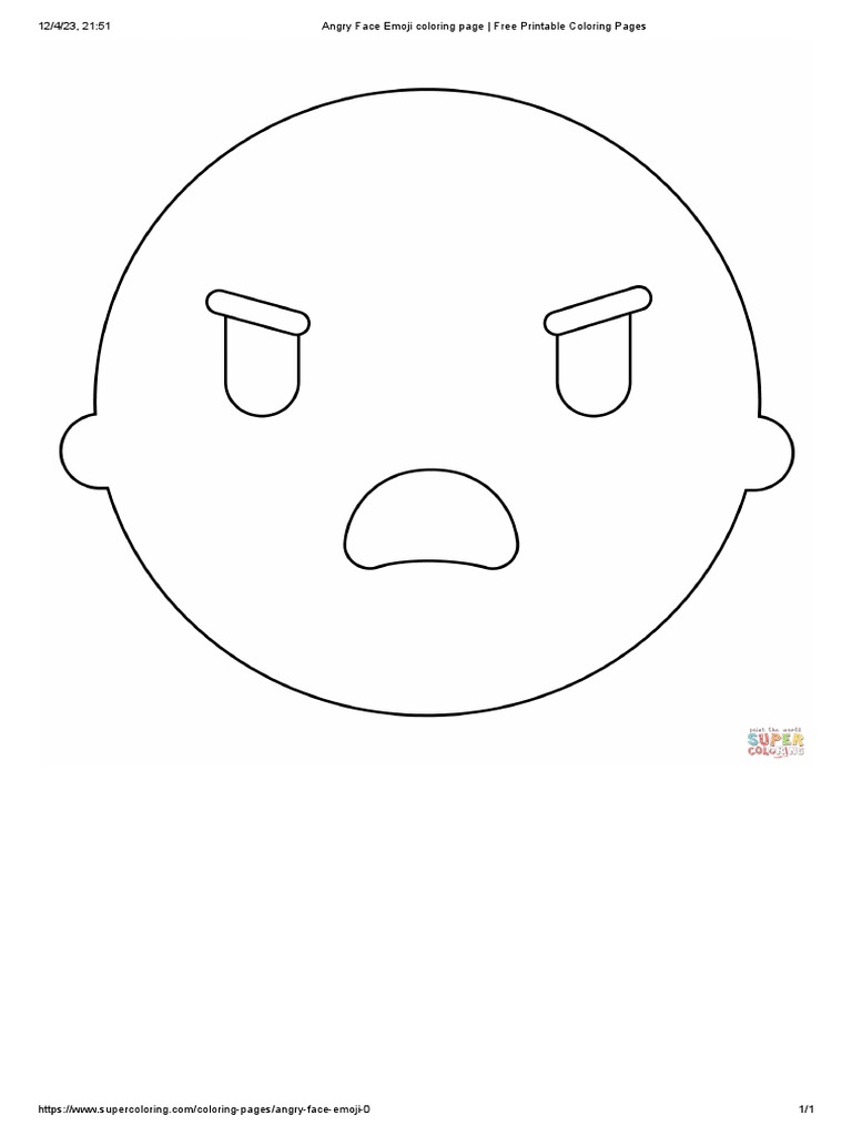 Angry Face Emoji Coloring Page - Free Printable Coloring Pages | PDF